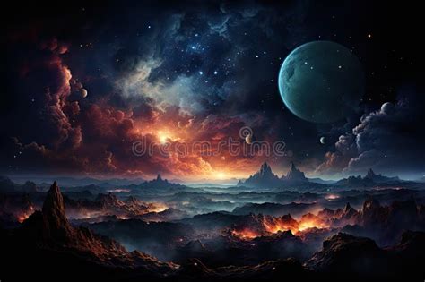 Image Showing The Solar System And Various Space Objects By Generative Ai Stock Illustration