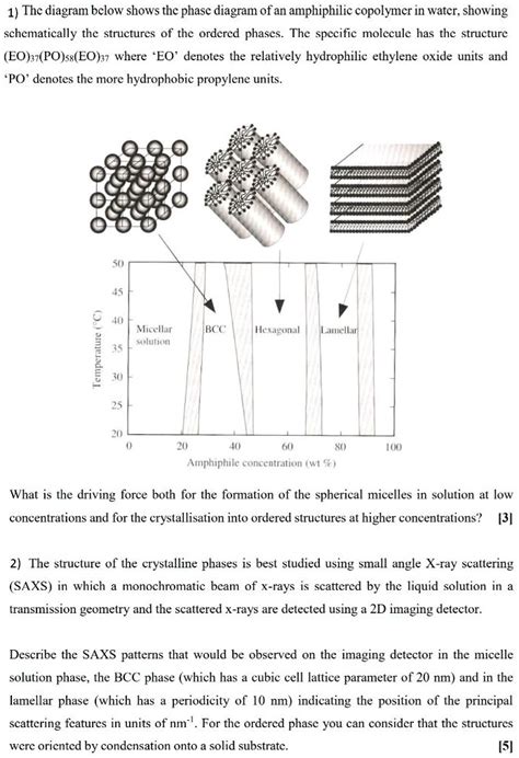 Solved 1 The Diagram Below Shows The Phase Diagram Of An Amphiphilic