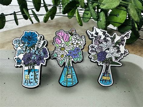 Science Enamel Pin Chemistry Pin Floral Enamel Pin Stem Pin
