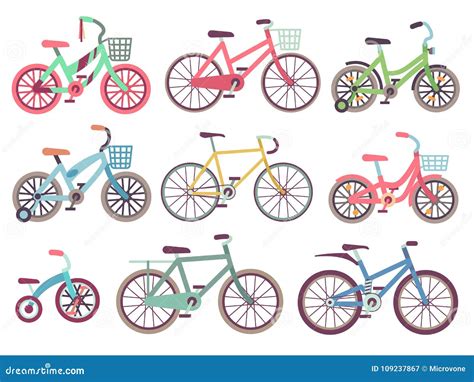 Sistema Plano Del Vector De Las Bicis Urbanas De La Familia Diversa