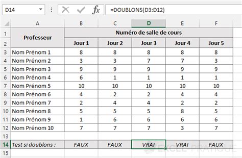 Fonction Excel DOUBLONS