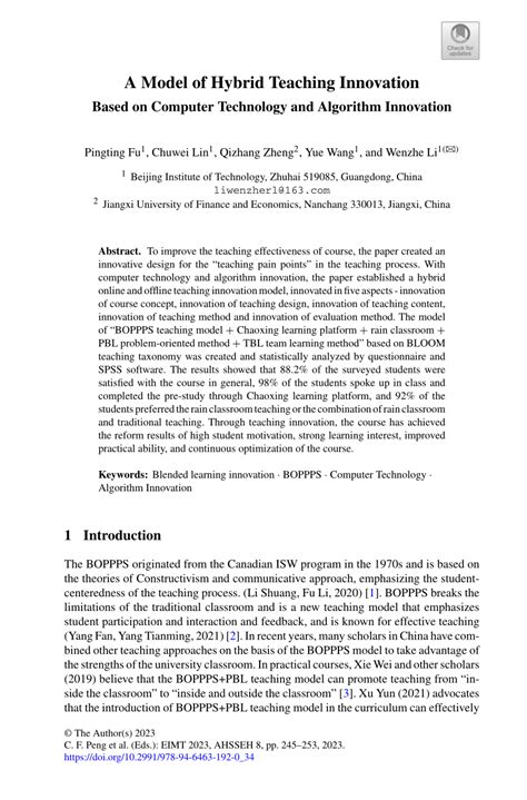 Pdf A Model Of Hybrid Teaching Innovation Based On Computer