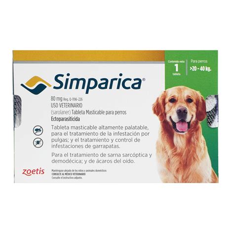 Simparica (sarolaner) 80 mg, 3 Tabletas 20 a 40 kg - Superpet