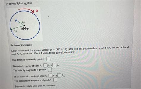 Solved 7 Points Spinning Disk Problem Statement A Disk Chegg