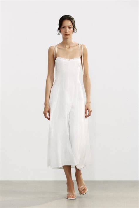 Ruffled Poplin Midi Dress White Zara United States
