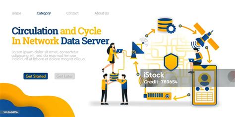 데이터 서버의 순환 및 순환 전화기의 네트워크 통신 데이터 개요 벡터 평면 그림 개념 방문 페이지 템플릿 Ui 홈페이지 포스터
