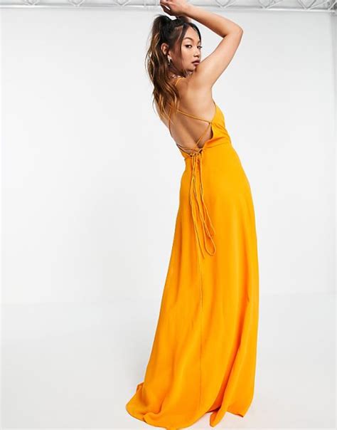 Asos Design Robe Portefeuille Longue Avec Bretelles Fines Et Liens à