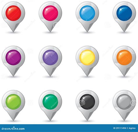 Set Of Round D Map Pointers Stock Vector Illustration Of Pointer Pink