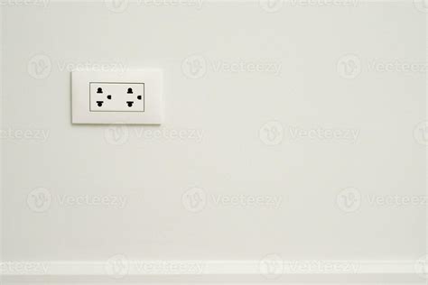 Electrical Power Socket Plug Outlet On Concrete White Wall 24147054