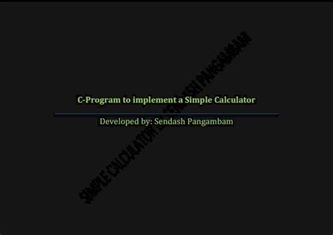Pdf C Program To Implement A Simple Calculator Dokumentips