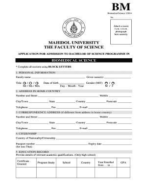 Fillable Online Sc Mahidol Ac Application Form AcSc Mahidol