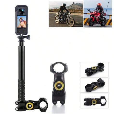 Motorcycle Bike Invisible Selfie Stick Handlebar Mount For Gopro Dji