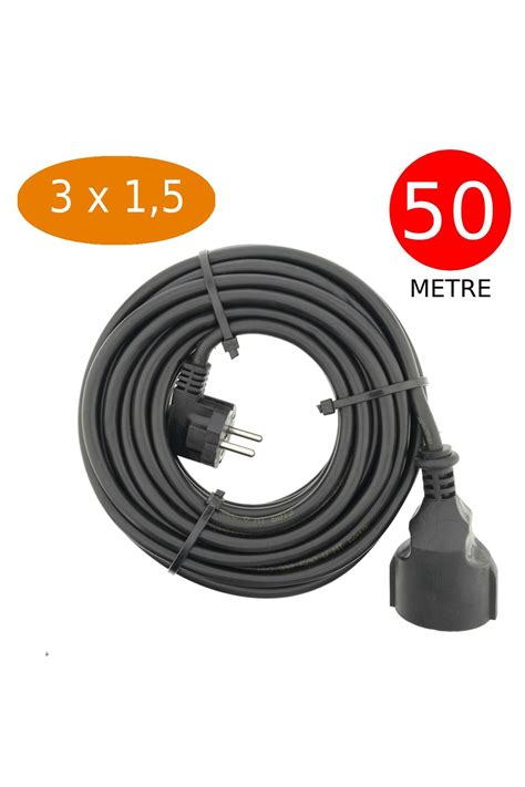 Tek İş 50 Metre Uzatma Kablosu 3 X 1 5 Mm Ttr Bakır Kablo Erkek Fiş