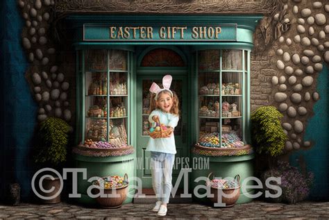 Easter Shop Digital Backdrop Easter Candy Storefront Pastel Easter