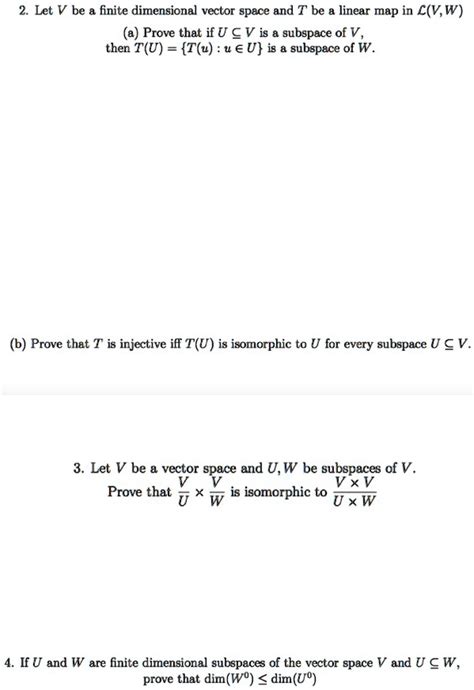 solved 2 let v be finite dimensional vector space and t be linear map