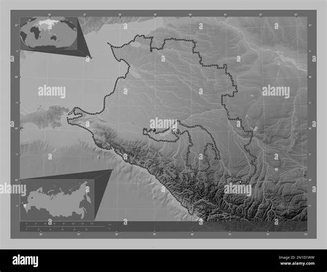 Krasnodar Territorio De Rusia Mapa De Elevación En Escala De Grises