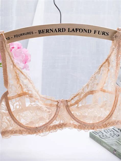 Womens Solid Sexy Lace Thin Unlined Bra Sheer Medium Temu