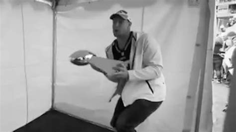 Rob Gronkowski Dents Lombardi Trophy While Using It As A Baseball Bat