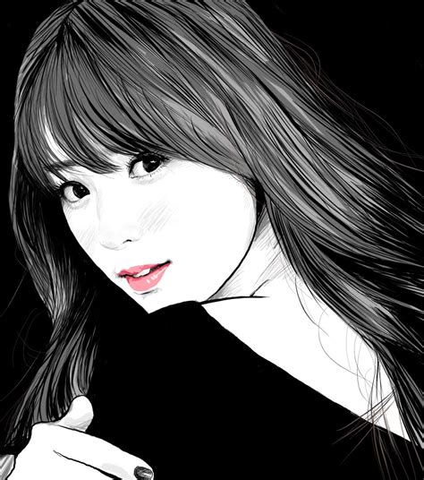 似顔絵深田恭子さん 似顔絵 イラスト イラストレーション 女優 深田恭子 深キョン Caricature