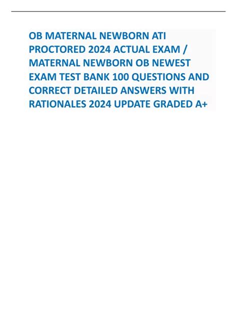 Ob Maternal Newborn Ati Proctored 2024 Actual Exam Maternal Newborn