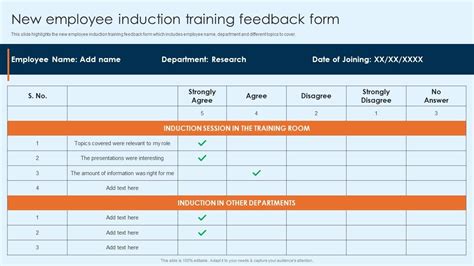 New Employee Induction Training Feedback Form Onboarding Brochure For