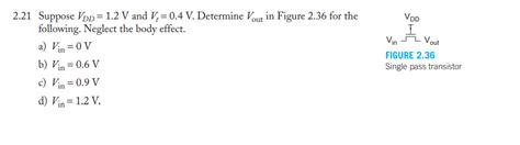 Solved VOD Suppose VDD V And Vi V Determine Chegg Com