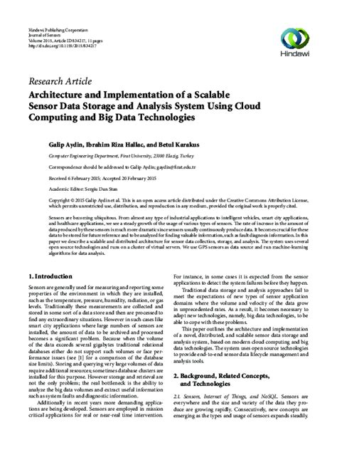 pdf architecture and implementation of a scalable sensor data storage