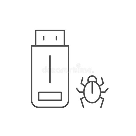 Usb Stick Virus Line Icon Stock Illustration Illustration Of File