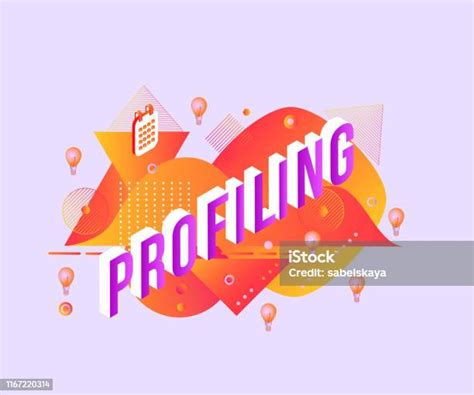 추상 기하학적 배경에 달력 및 전구로 등각투영 텍스트 디자인을 프로파일링합니다 0명에 대한 스톡 벡터 아트 및 기타 이미지