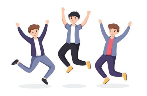 Premium Vector Group Of Man Happy Dance Movements Isolated