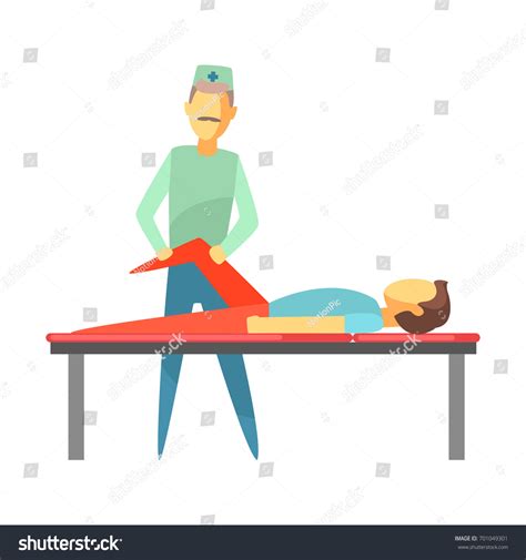 Vektor Stok Doctor Examining Leg Young Man Lying Tanpa Royalti