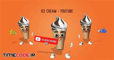 دانلود دکمه کارتونی بستنی قیفی عضویت یوتیوب Ice Cream Youtube تایم کد