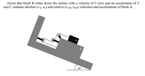 Solved Given That Block B Slides Down The Incline With A Chegg Com