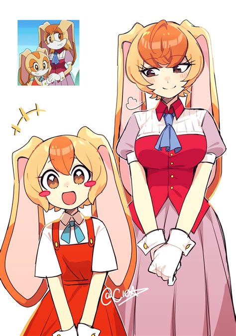 Cream The Rabbit And Vanilla The Rabbit Sonic And 1 More Drawn By Cio