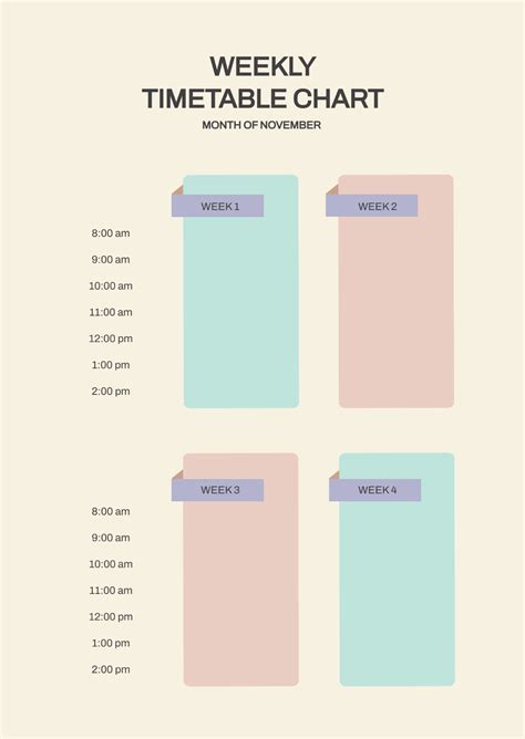 Free Weekly Timetable Chart Template To Edit Online