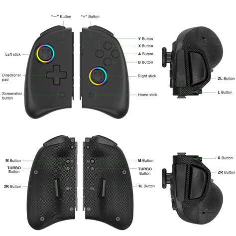 Nintendo Switch Wireless Controller Joycon With 8 Colors Led Ring Light