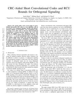 Crc Aided Short Convolutional Codes And Rcu Bounds For Orthogonal