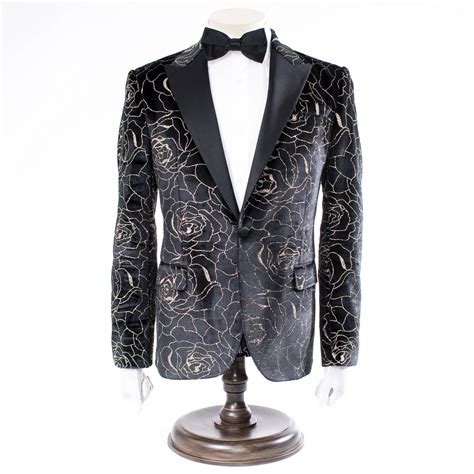 Black Gold Floral Tailored Fit Jacket — Dolce Vita Men