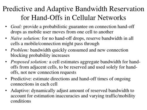Ppt Predictive And Adaptive Bandwidth Reservation For Hand Offs In