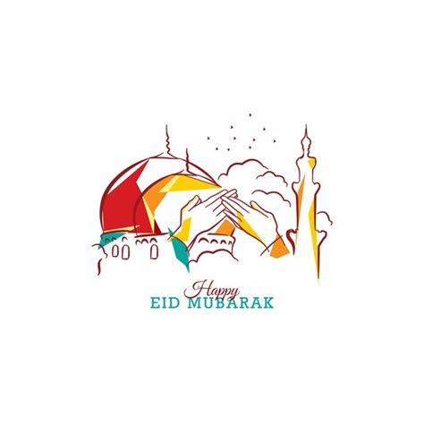 Eid Mubarak Vector Islamitische Wenskaart Premium Vector