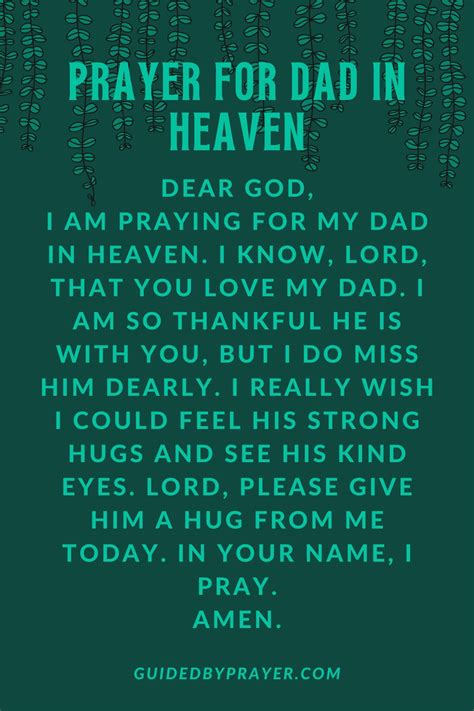 Prayer For Dad In Heaven Guided By Prayer
