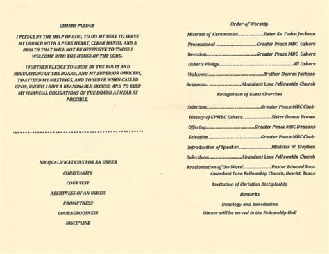Usher Day Program Examples Canva Church Usher Anniversary Day Program