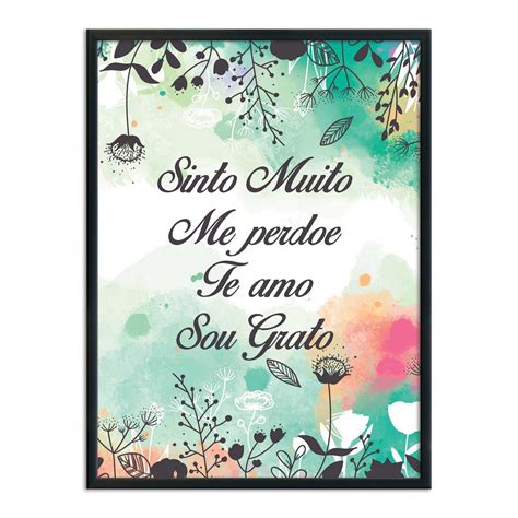 Quadro Decorativo Hooponopono Sinto Muito Me Perdoe Te Amo Sou Grato