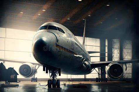 Big Passenger Aircraft On Maintenace In Airport Hangar Neural Network