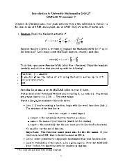 Matlab Assignment 5 Pdf Introduction To University Mathematics MATLAB