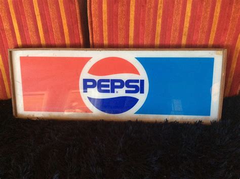 Vintage Plastic Plexiglass Pepsi Soda Advertising Sign Old Framed Wood