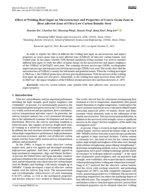 Effect Of Welding Heat Input On Microstructure And Properties Of Coarse
