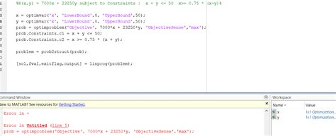 How To Optimize Using Linprog Rmatlab