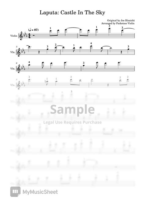Castle In The Sky Laputa Castle In The Sky Violin Sheet Music Pdf