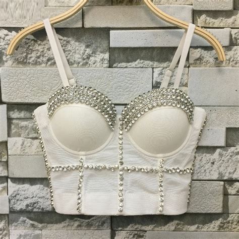 Women Runway Crop Tops Diamonds Chain Club Tank Tops Power Day Sale